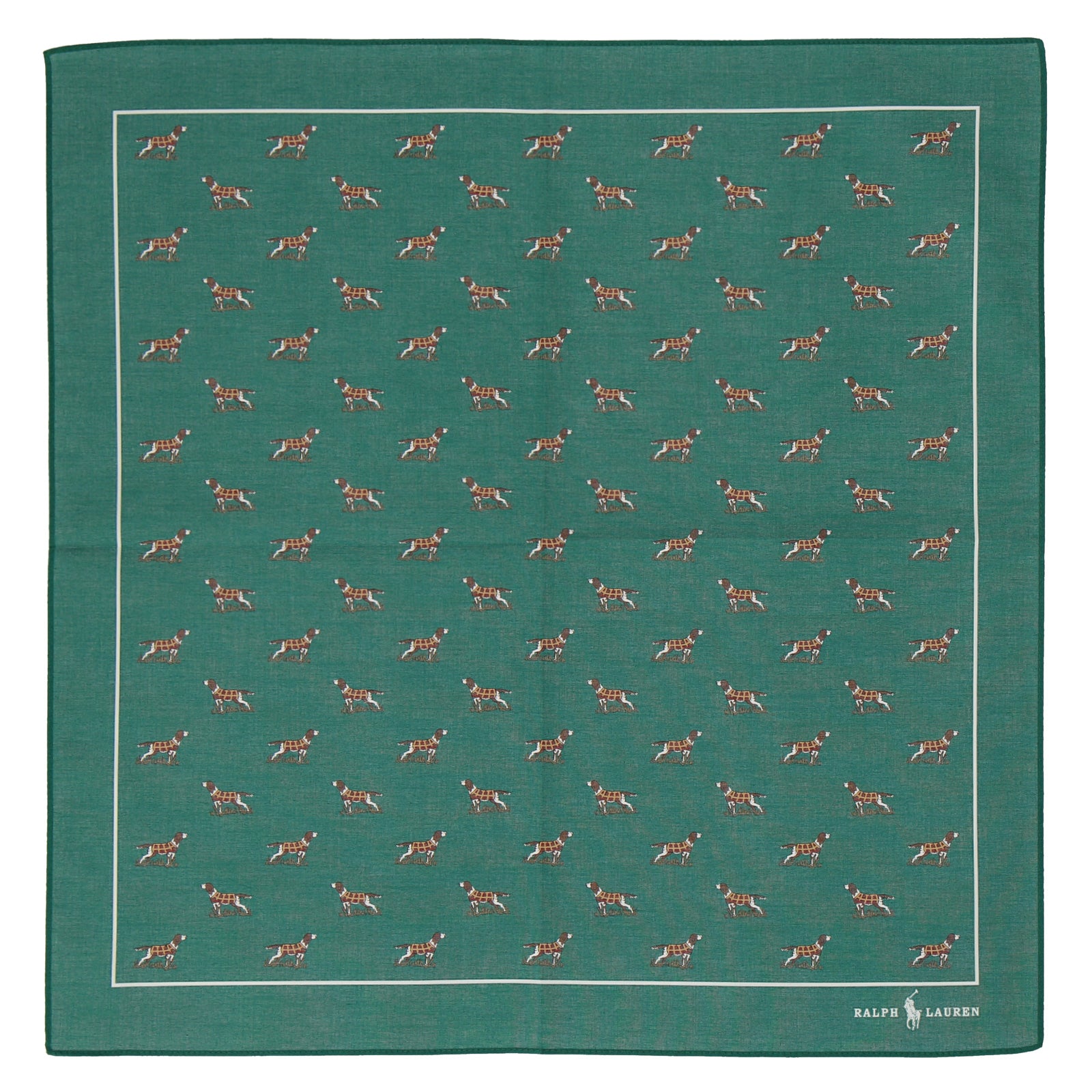 【NEW】紳士プリントハンカチ #121c ドッグ ダークグリーン – INTERMODE KAWABE