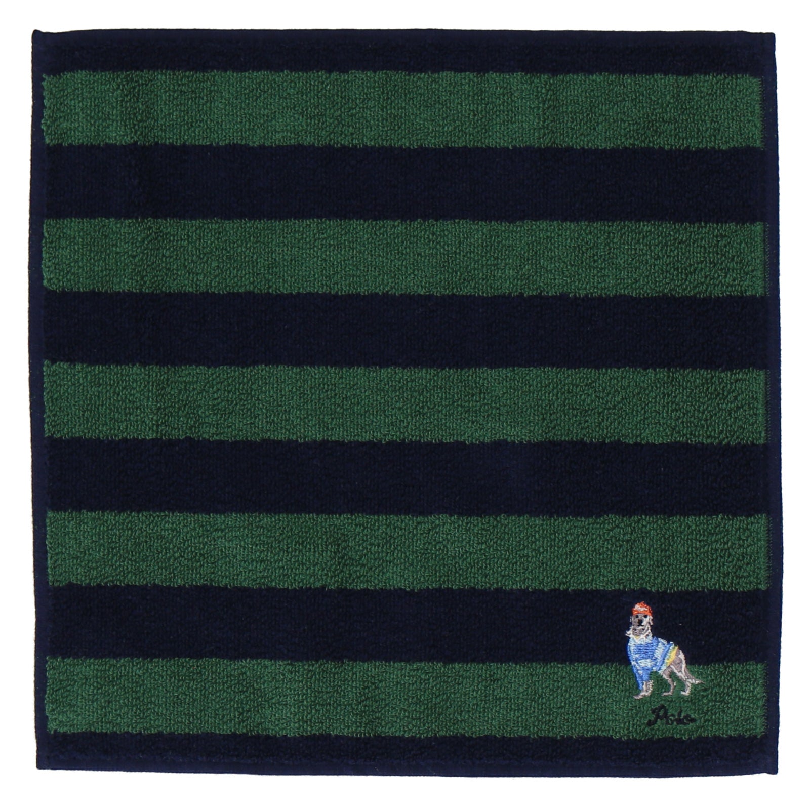 【NEW】紳士ミニタオル ボーダー＆ドッグ #127b ダークグリーン – INTERMODE KAWABE