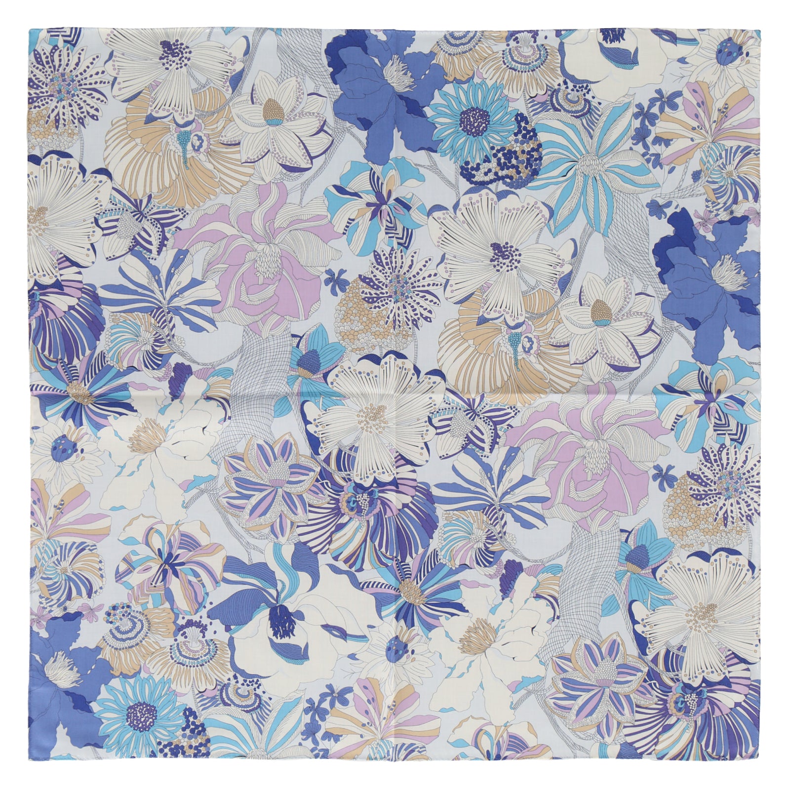 婦人プリントハンカチ #190b ブルー – INTERMODE KAWABE