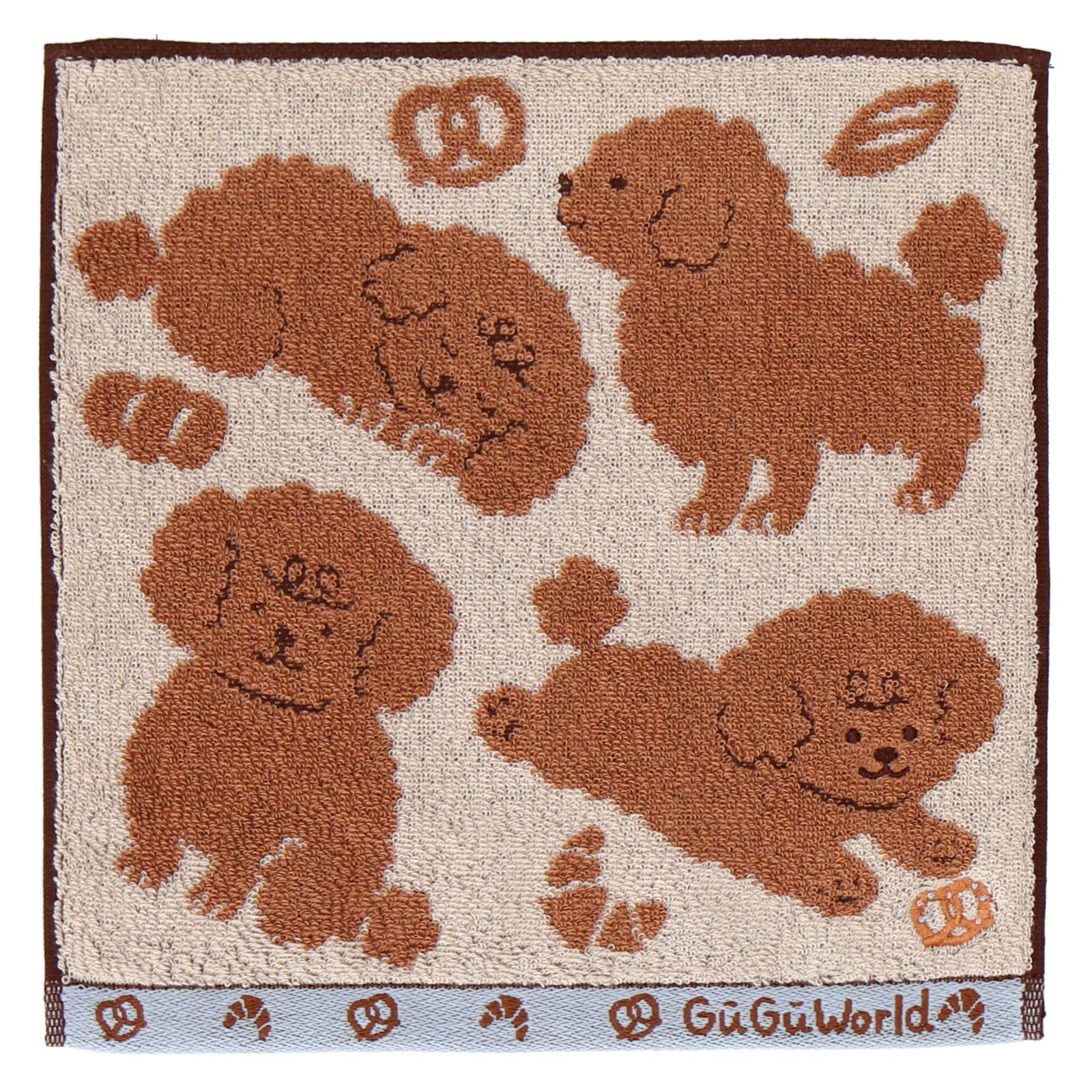 【NEW】婦人タオルハンカチ トイプードル＆パン #367b ベージュ – INTERMODE KAWABE