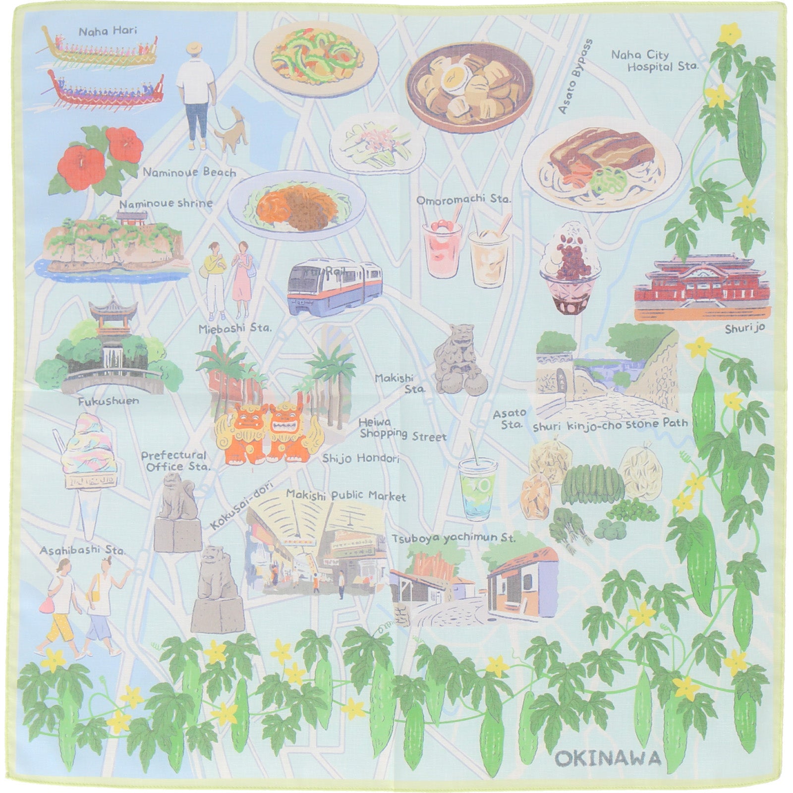 沖縄 ゴーヤー プリントハンカチ – INTERMODE KAWABE